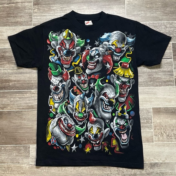 Vintage | Shirts | Vintage Y2k Clown Aop T Shirt Black | Poshmark